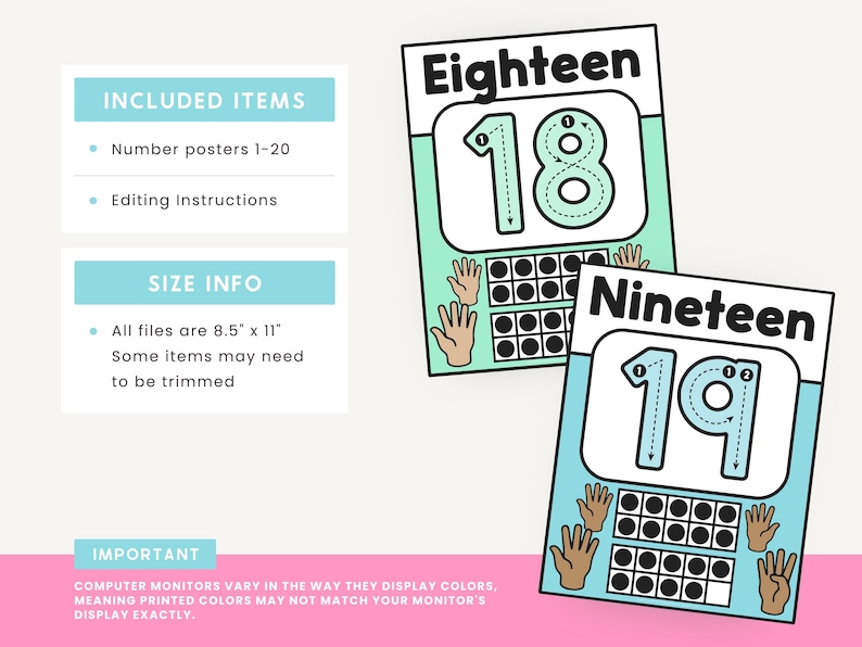 Pastel Ten Frame Number Posters | Editable Number Posters 0-20 ...