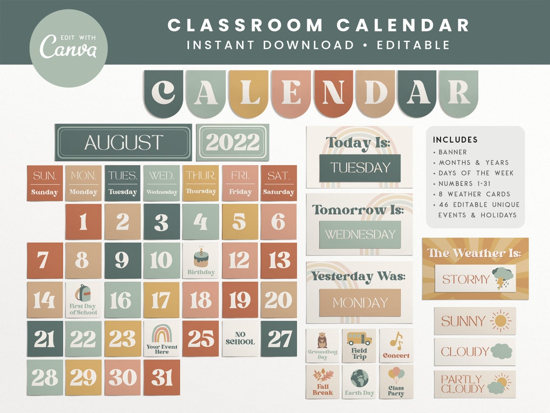 Classroom Calendar Display and Weather Station Editable - Etsy