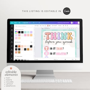 Editable Think Classroom Printable Posters, Think Before You Speak ...