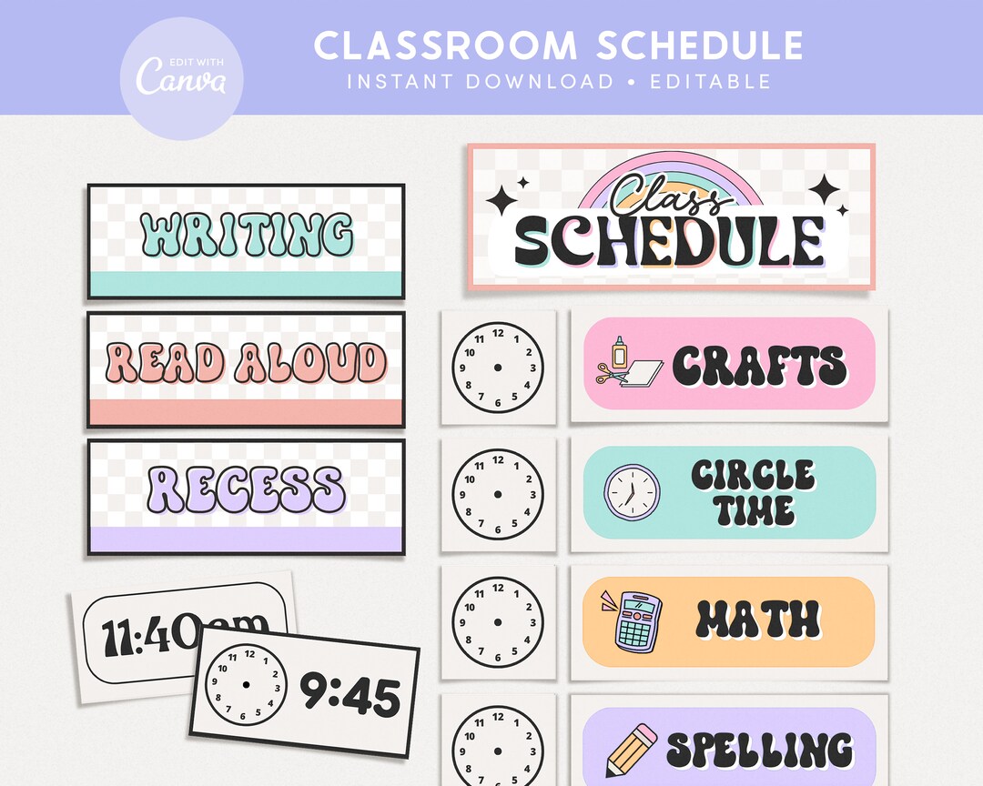 Classroom Schedule, Editable Classroom Printables, School Timetable ...