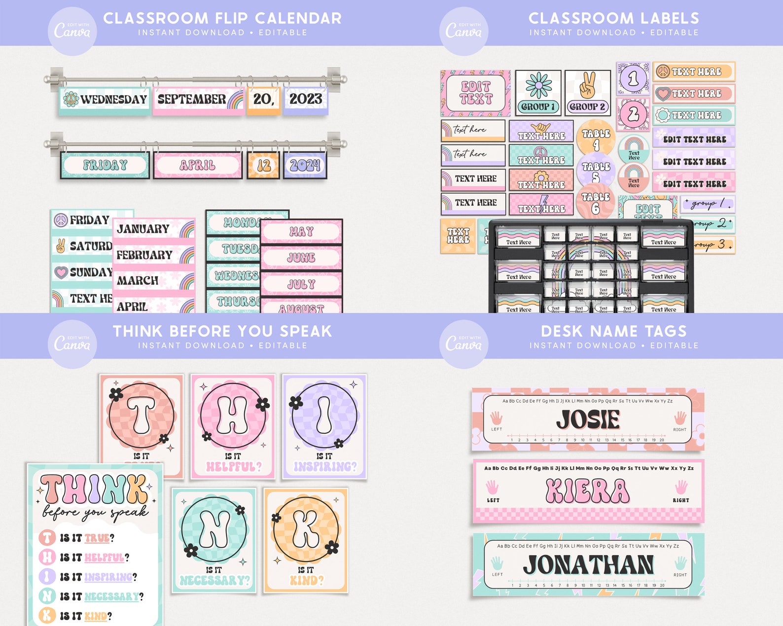 Editable Classroom Groovy Pastel Complete Collection Printable Bundle ...