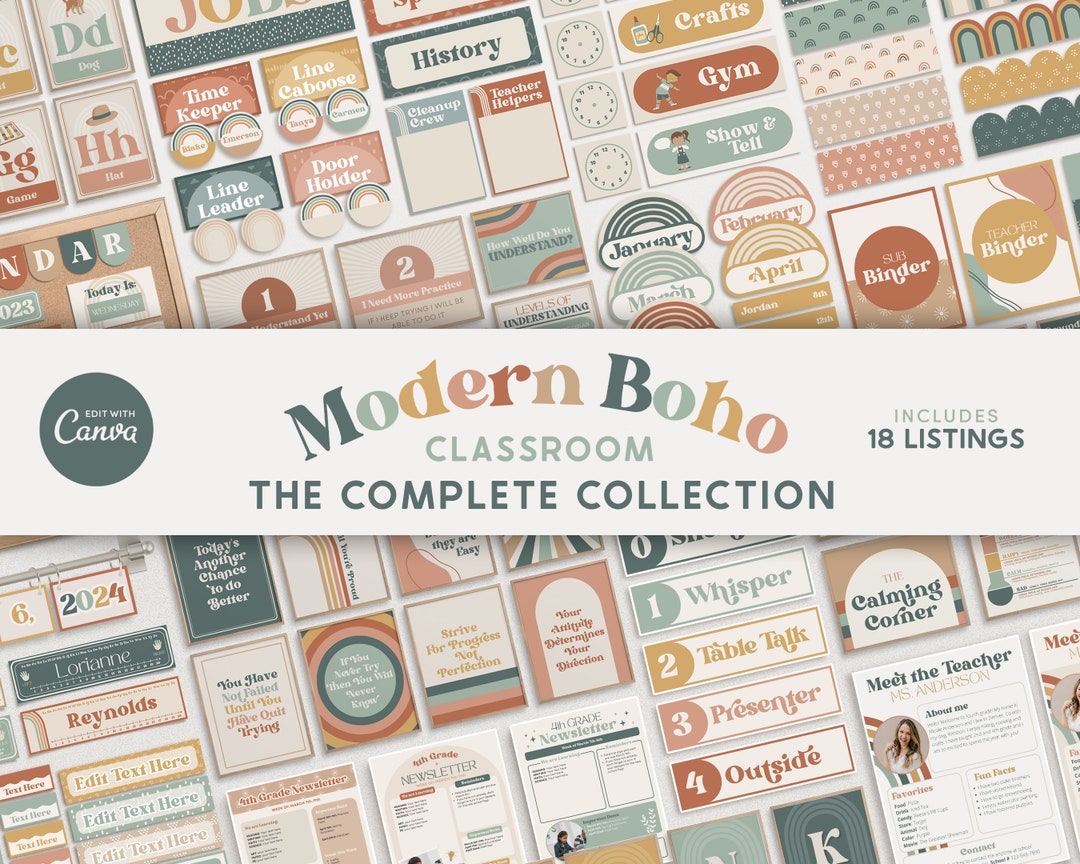 Editable Classroom Modern Boho Complete Collection Printable - Etsy Canada