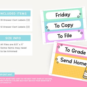 Classroom Rolling Trolley Cart Labels, Editable Teacher Drawer Filing ...