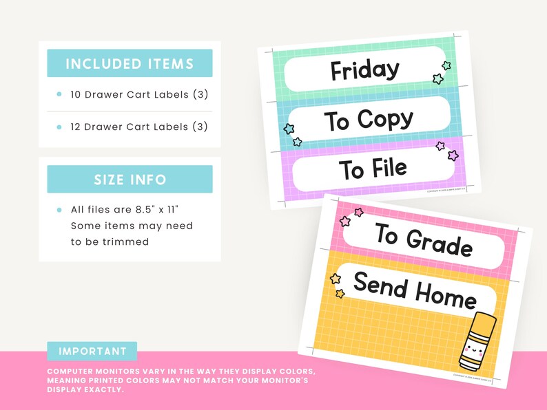 Classroom Rolling Trolley Cart Labels, Editable Teacher Drawer Filing ...