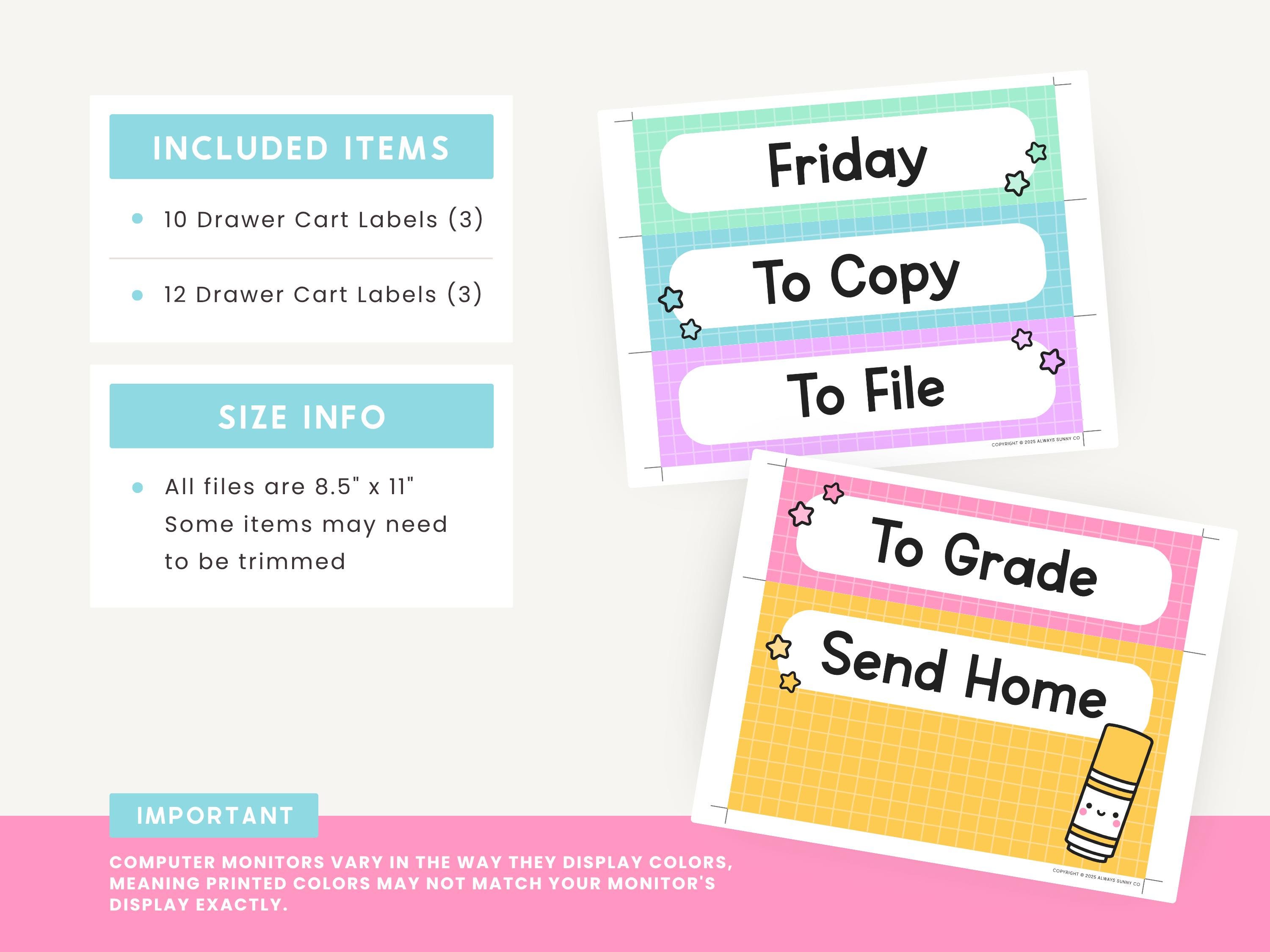 Classroom Rolling Trolley Cart Labels, Editable Teacher Drawer Filing ...