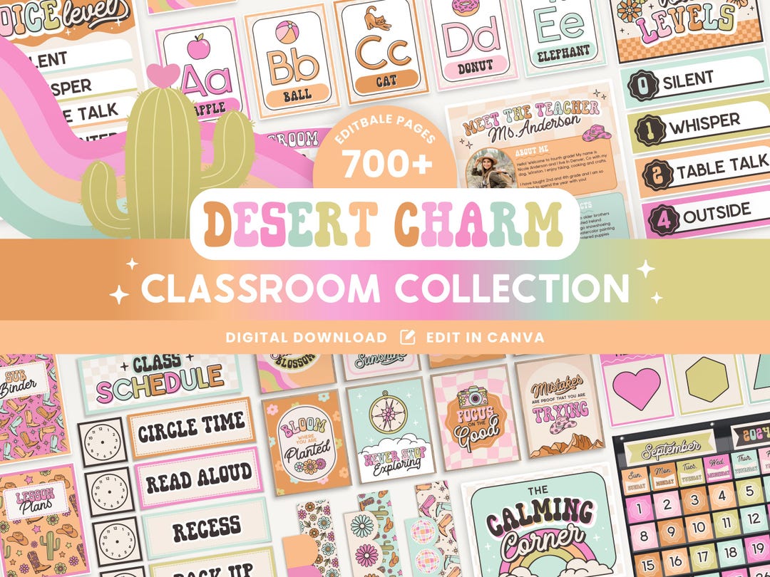 Editable Classroom Bright Desert Complete Collection Printable Bundle ...
