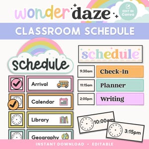 Editable Visual Schedule Cards | Colorful Classroom Timetable Display ...