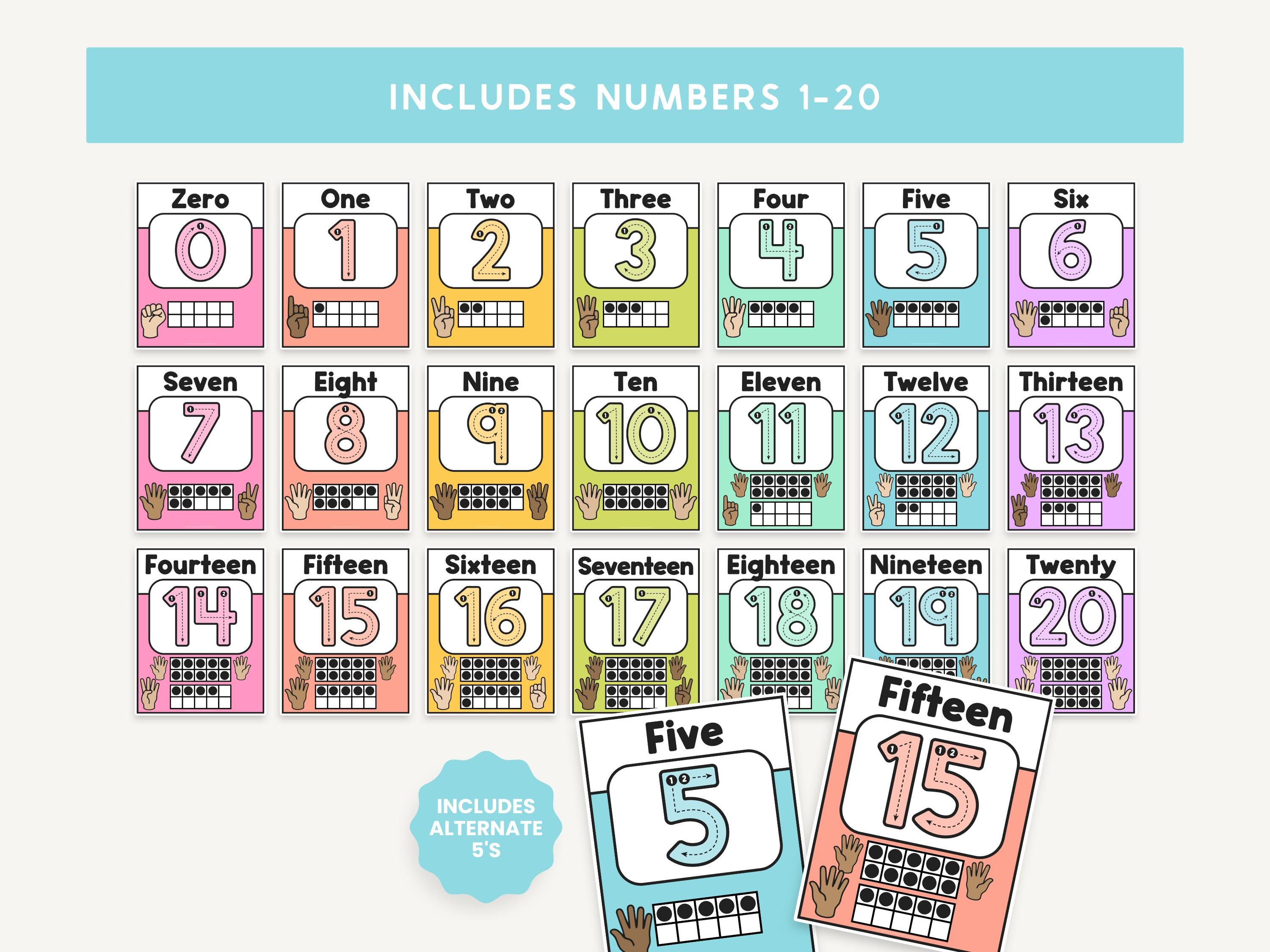 Pastel Ten Frame Number Posters | Editable Number Posters 0-20 ...