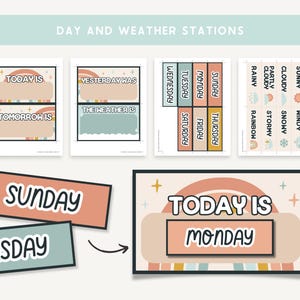 Classroom Calendar Display and Weather Station, Printable Pastel Soft ...