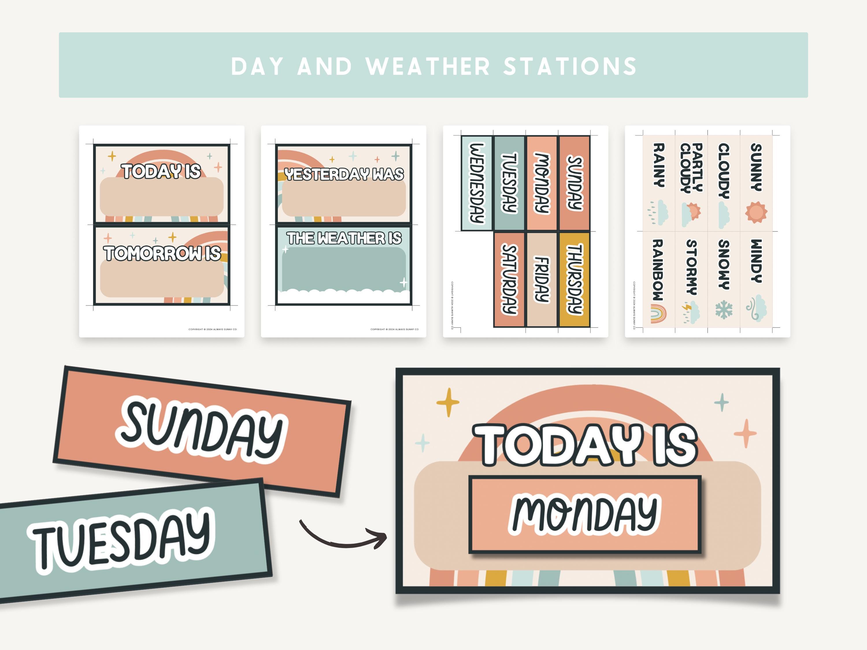 Classroom Calendar Display and Weather Station, Printable Pastel Soft ...