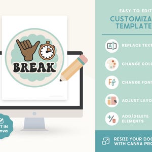 Classroom Hand Signals Poster Display, Editable in Canva, Retro Groovy ...