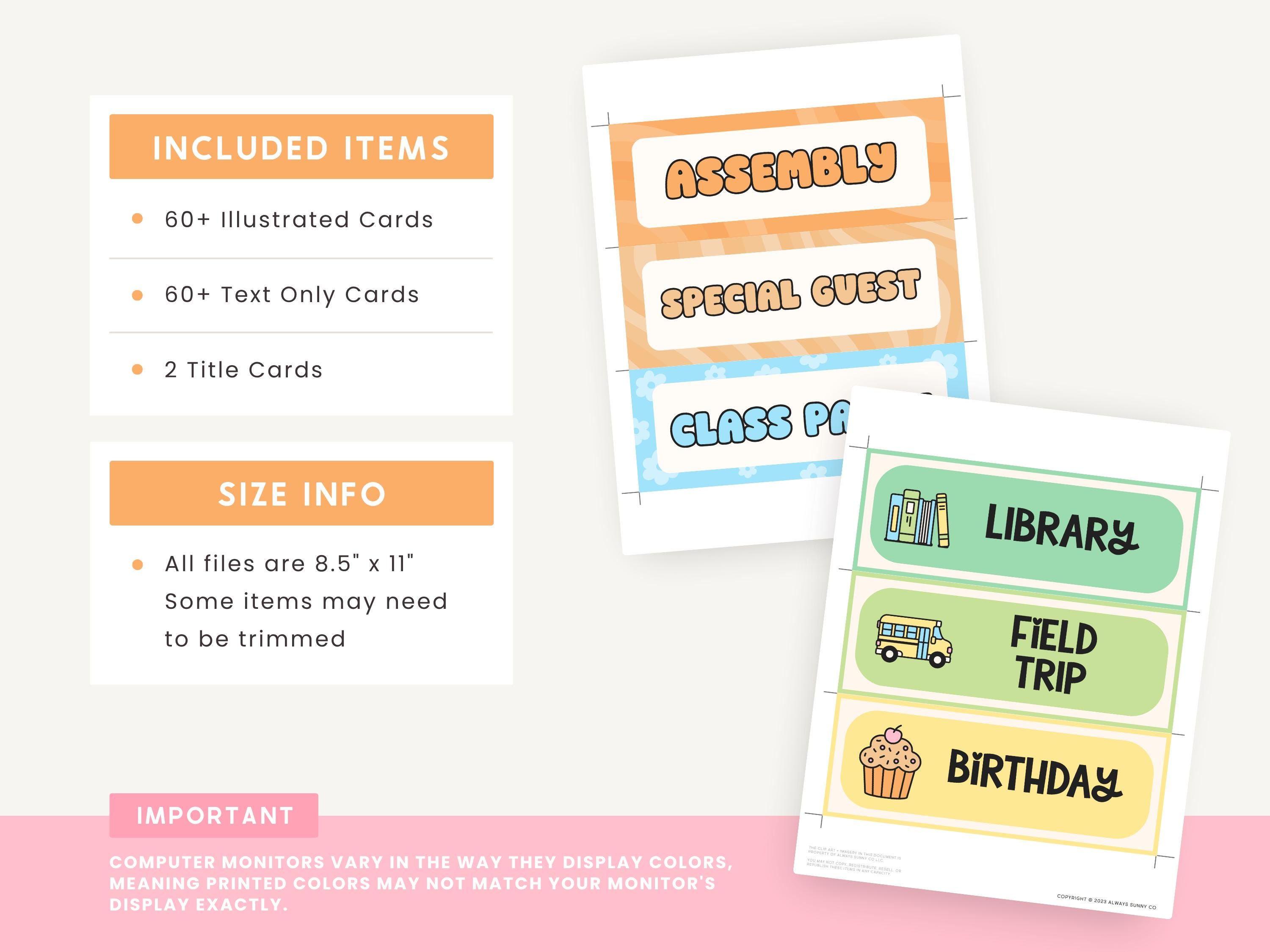 Retro Sunshine Classroom Schedule Cards | Editable Canva Daily Schedule ...