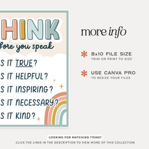 Editable Think Classroom Printable Posters Think Before You - Etsy