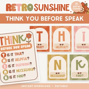 Editable Think Classroom Printable Posters, Think Before You Speak ...
