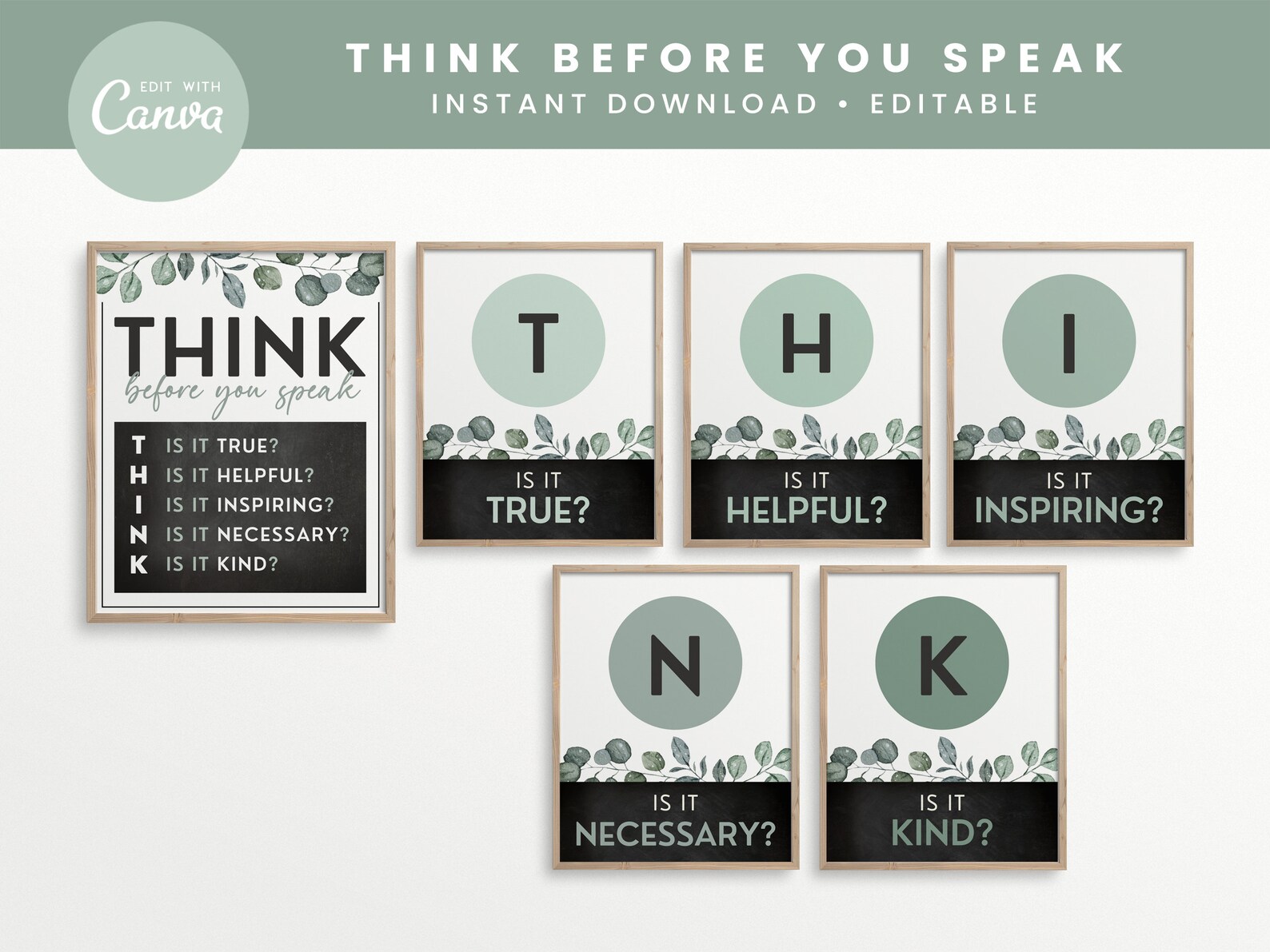 Editable Think Classroom Printable Posters Think Before You - Etsy
