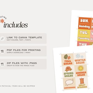 Classroom Calendar Display and Weather Station, Printable Retro Groovy ...