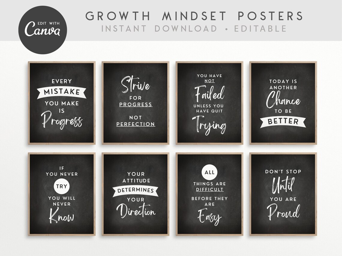 Growth Mindset Editable Classroom Printable Posters Classroom - Etsy