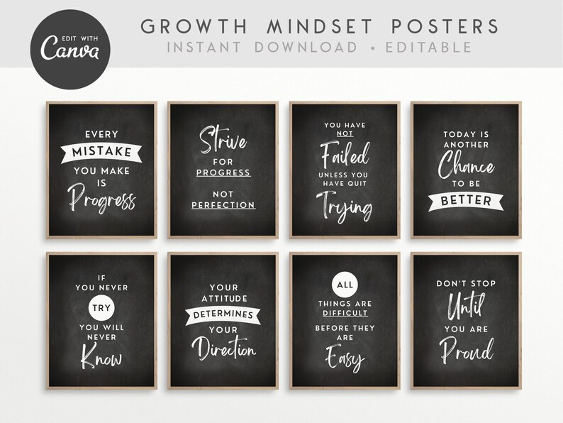 Growth Mindset Editable Classroom Printable Posters Classroom - Etsy