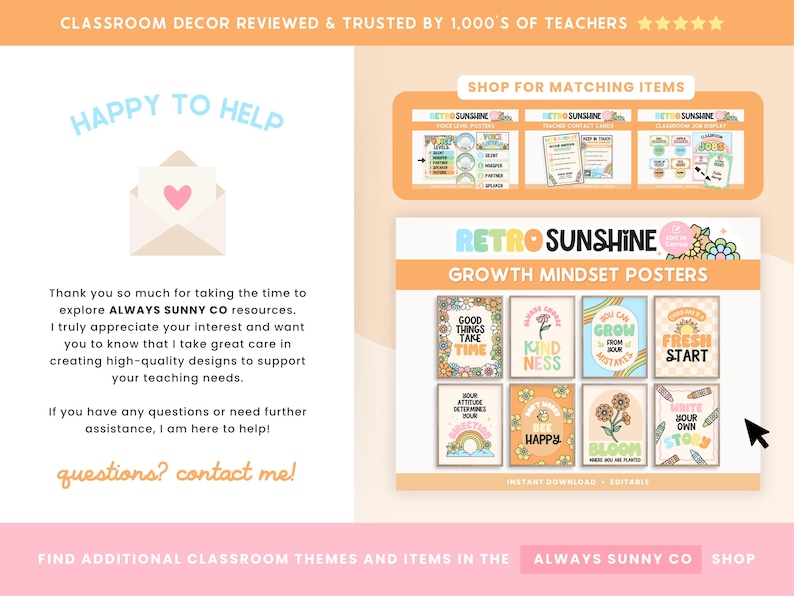 Editable Meet the Teacher Template | Retro Sunshine Canva Template ...
