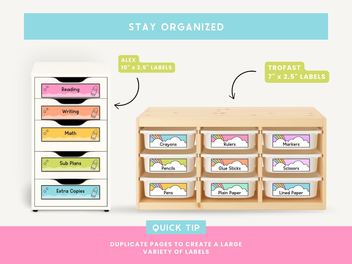 Classroom Labels Editable Templates, Bright Pastels Classroom ...