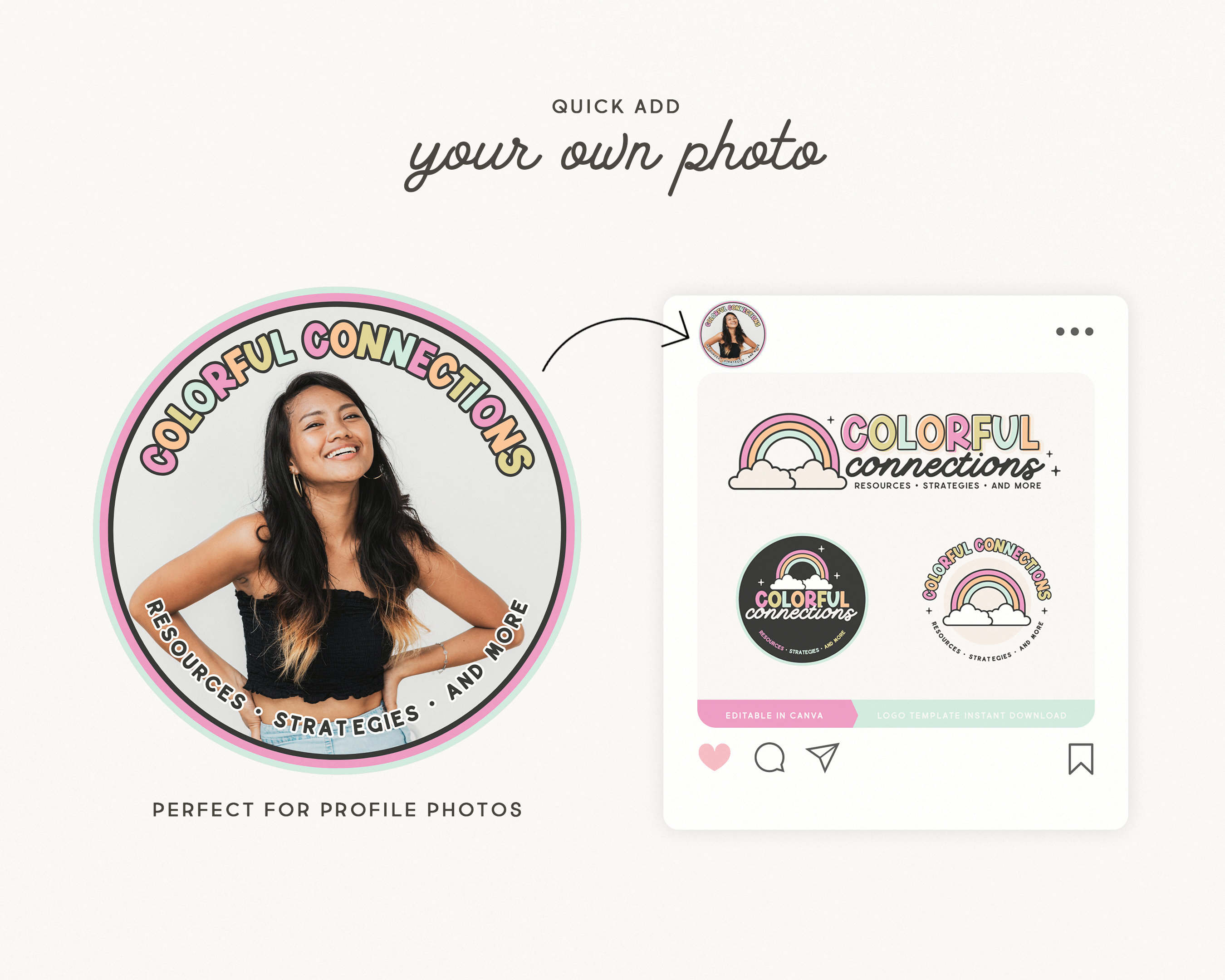 Colorful Teacher Logo Design - Editable Canva Template, Charming and ...