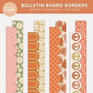 Classroom Bulletin Board Borders, Editable Canva Templates, Retro ...
