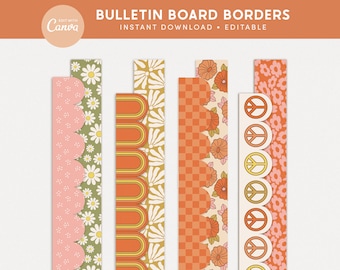 Classroom Bulletin Board Borders Editable Canva Templates Boho Modern ...
