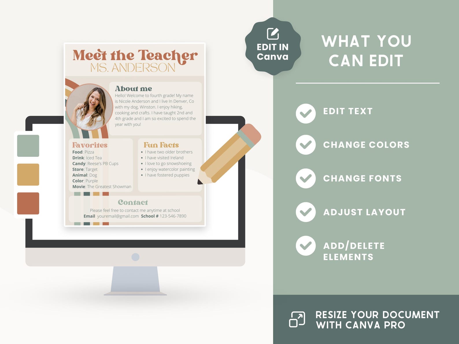 Meet the Teacher Classroom Printable Template, Teacher Introduction ...