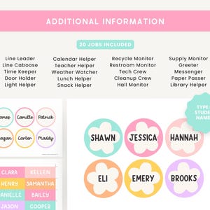 Classroom Job Display, Editable Retro Canva Templates, Bright Pastel ...