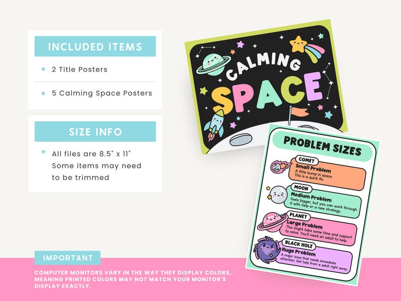 Editable Calming Space Posters for Classroom | Kinder Brights SEL Decor ...