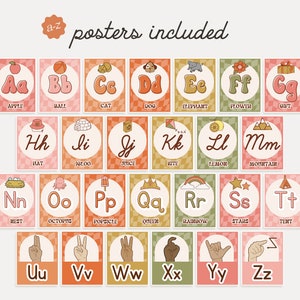 Alphabet Classroom Editable Posters, Groovy Cursive Letter Templates ...