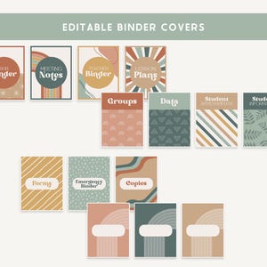 Classroom Binder Covers and Spines, Editable Modern Boho Teacher ...