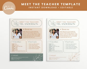 Meet the Teacher Classroom Printable Template Teacher Introduction Boho ...
