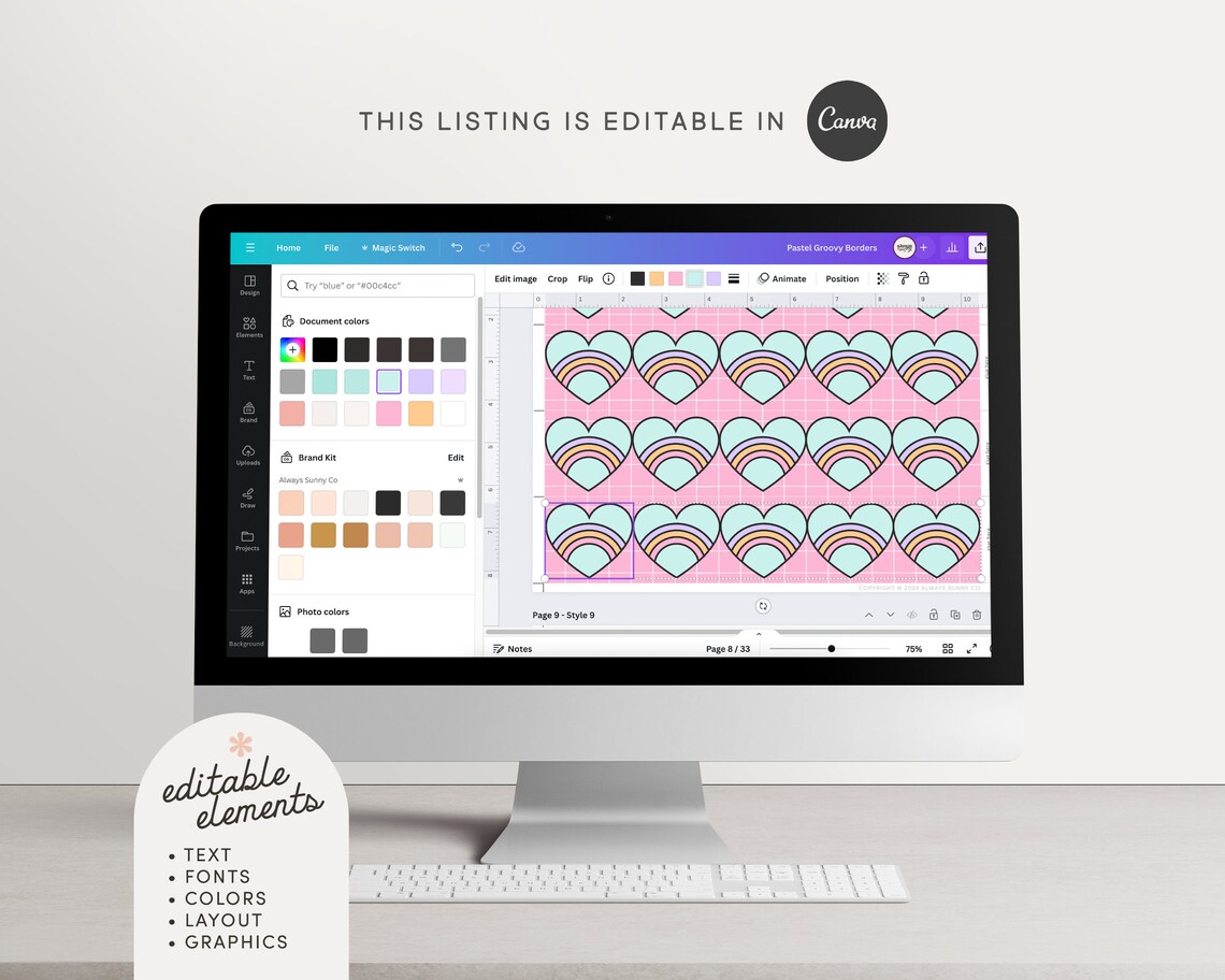 Classroom Bulletin Board Borders, Editable Canva Templates, Pastel ...