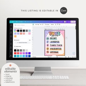 Voice Level Chart Classroom Printable Display Editable in - Etsy