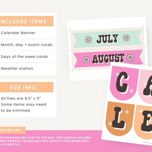 Classroom Calendar Display and Weather Station, Printable Bright Desert ...