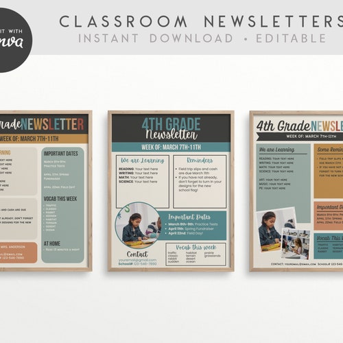 Classroom Newsletter Editable Templates Back to School Boho - Etsy