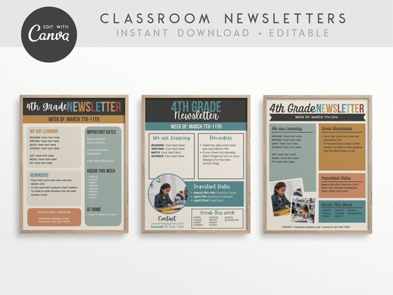 Classroom Newsletter Editable Templates Back to School Boho - Etsy