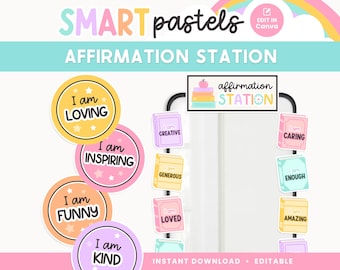 Classroom Affirmation Station Display, Bright Pastel Classroom Decor ...