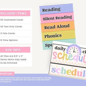 Editable Visual Schedule Cards | Colorful Classroom Timetable Display ...