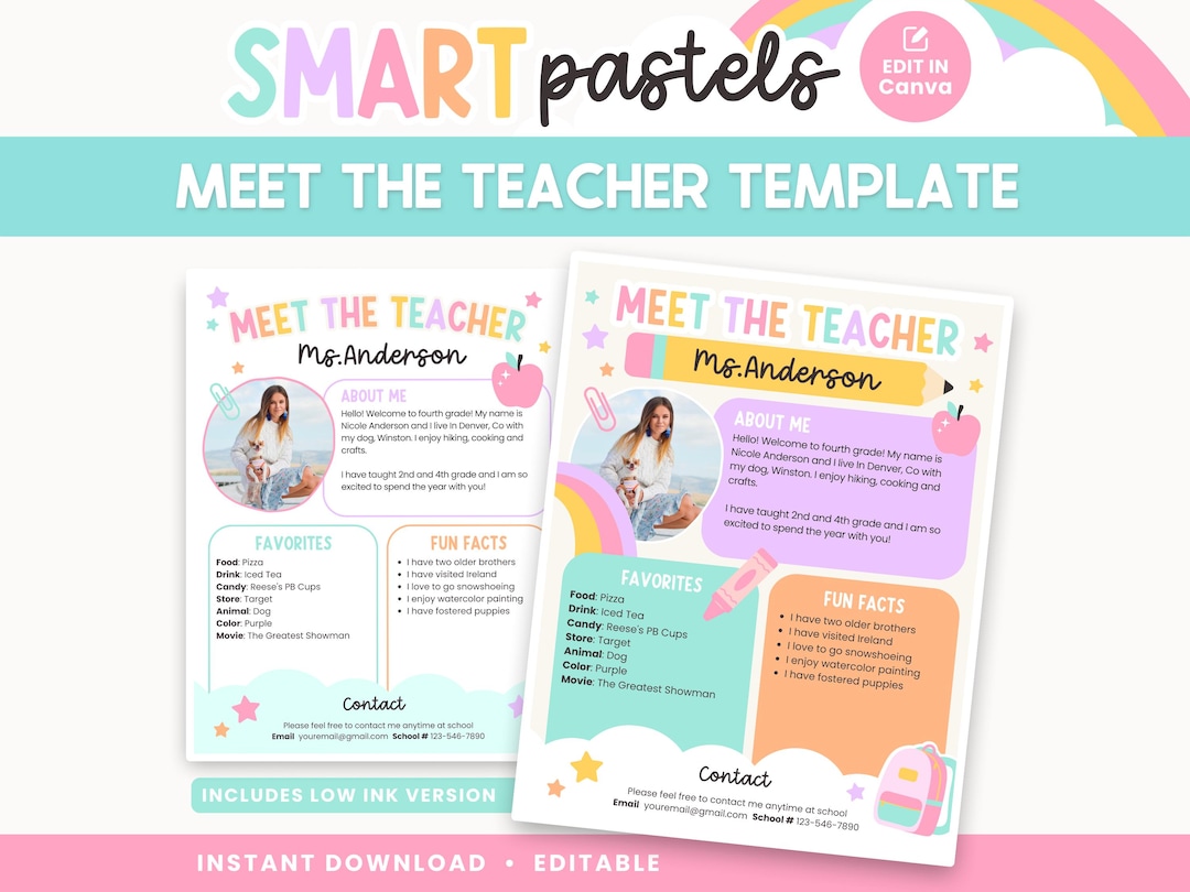Meet the Teacher Classroom Printable Template, Teacher Introduction ...