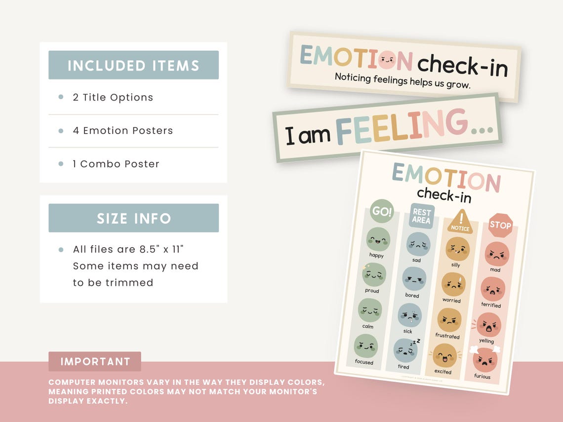 Editable Emotion Check-in Posters | Classroom SEL Tool | Emotional ...