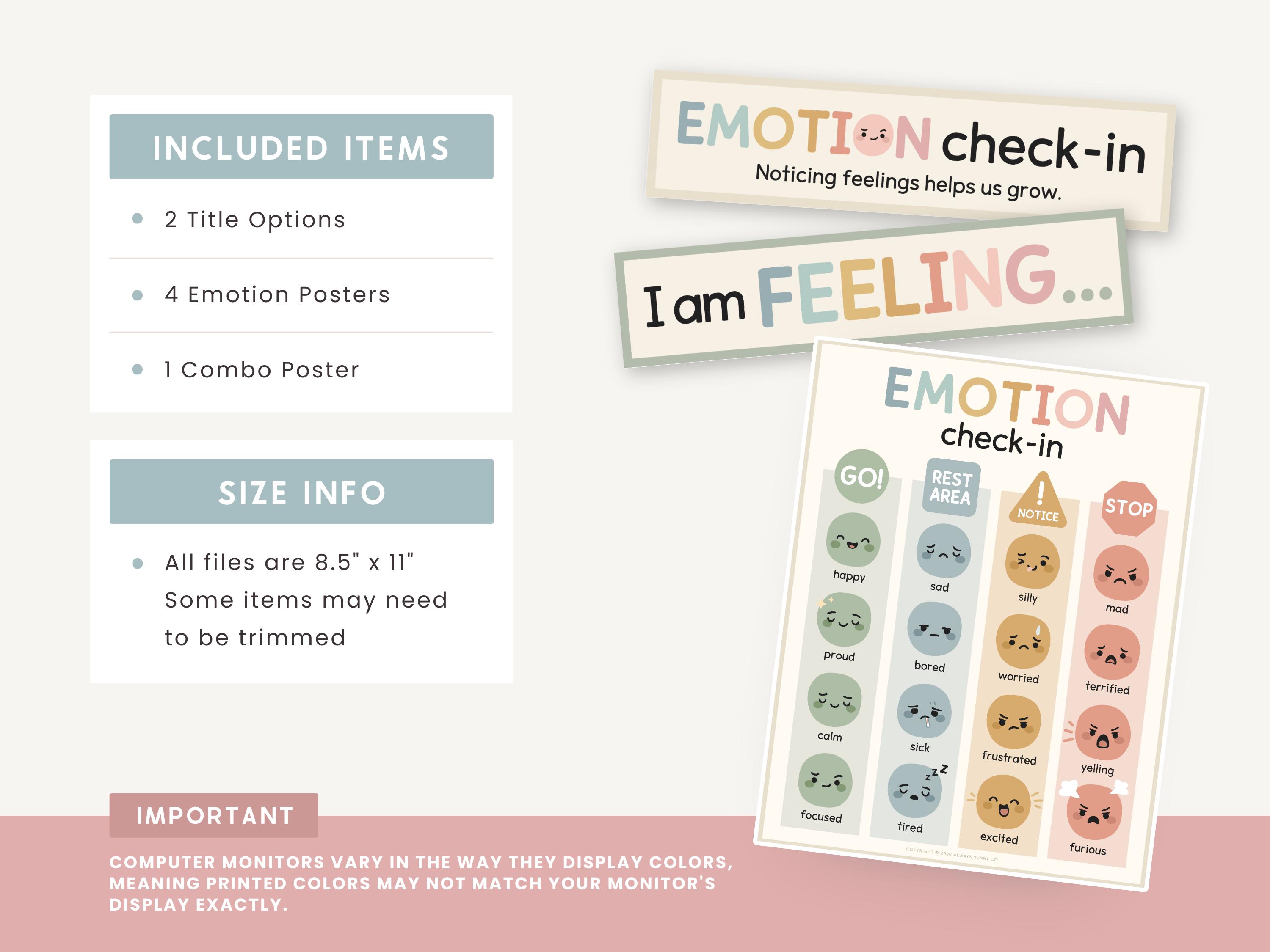 Editable Emotion Check-in Posters | Classroom SEL Tool | Emotional ...