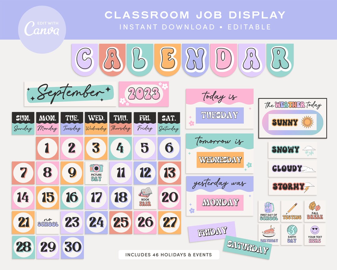 Classroom Calendar Display and Weather Station Editable - Etsy
