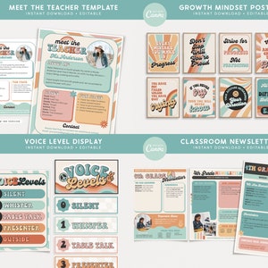 Editable Classroom Groovy Retro Complete Collection Printable Bundle ...