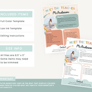 Meet the Teacher Classroom Printable Template, Back to School Pastel ...