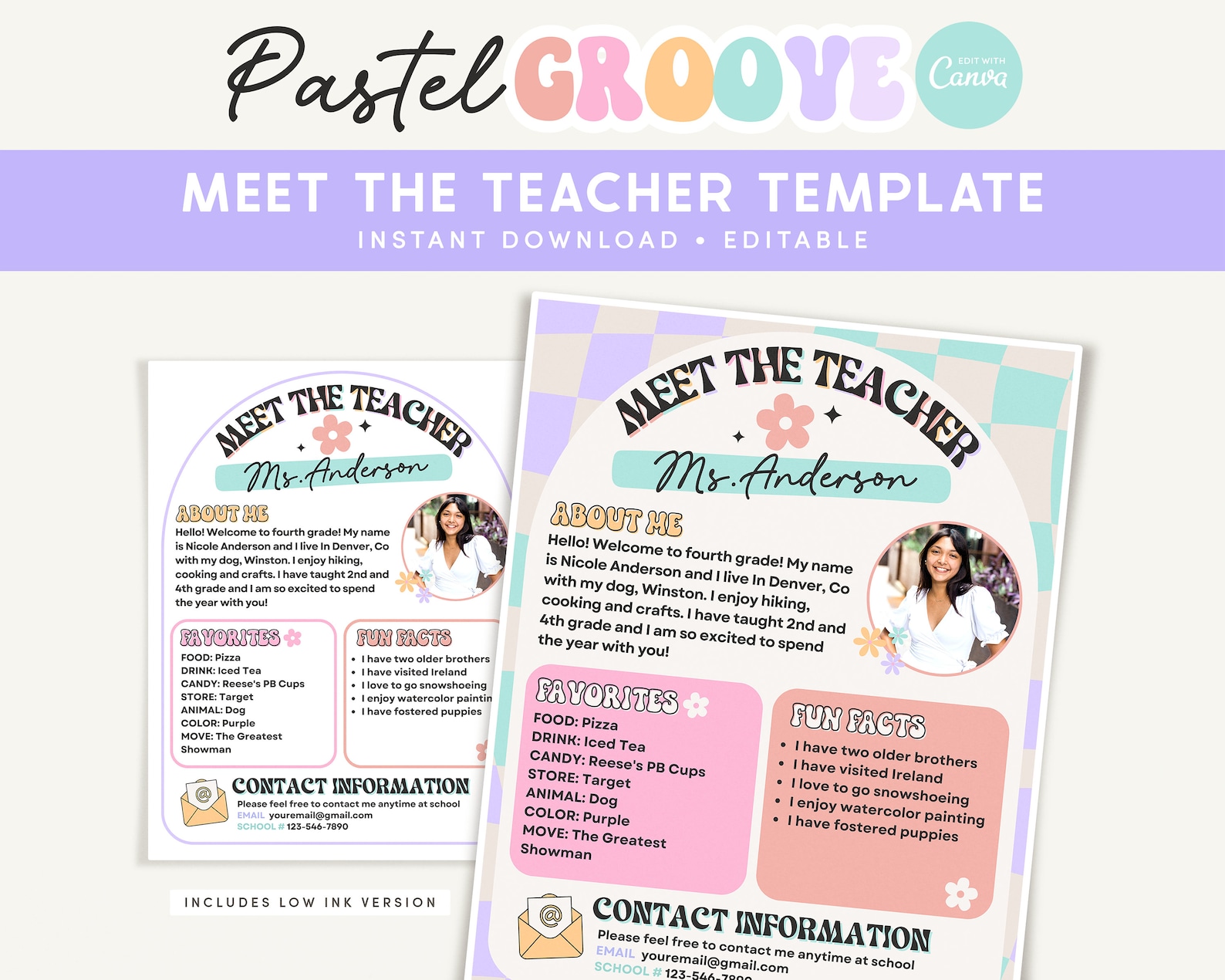Meet the Teacher Classroom Printable Template, Teacher Intro, Retro ...