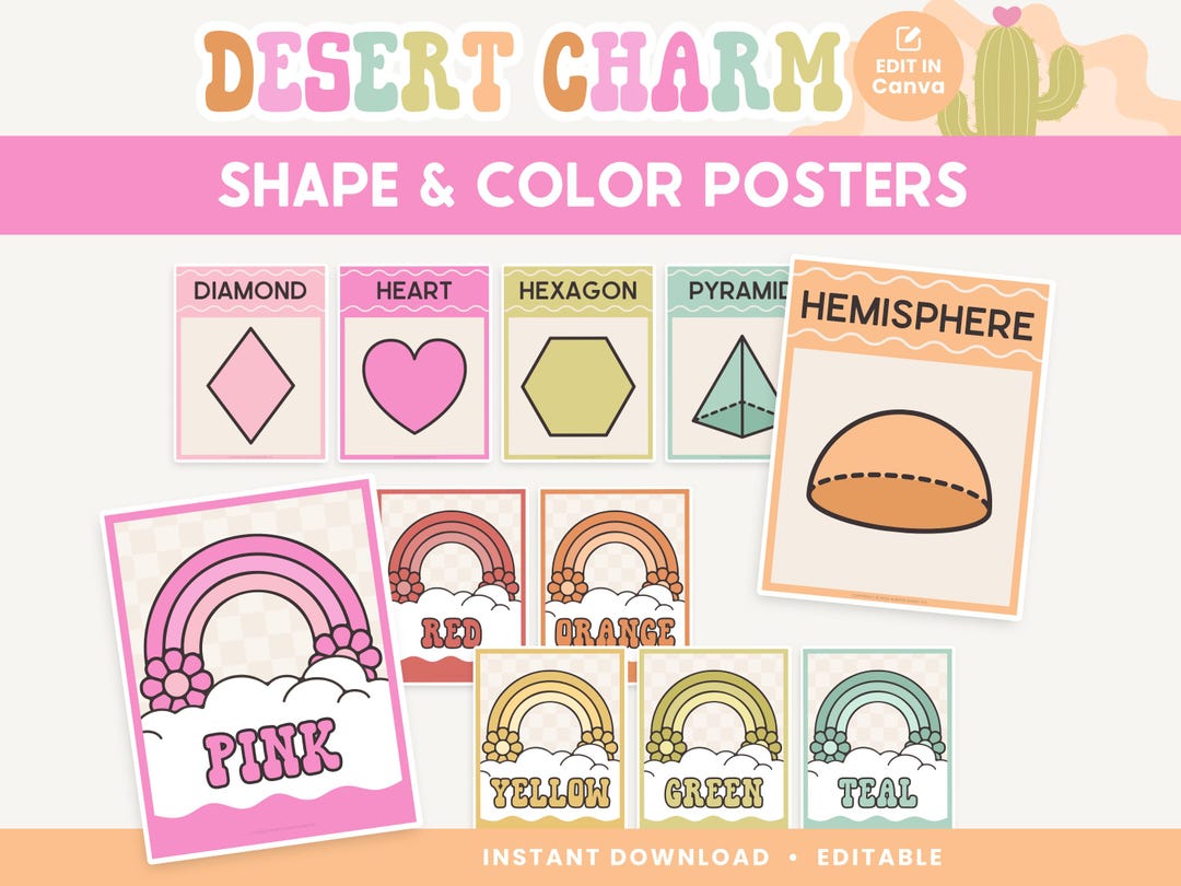 Classroom Shapes and Colors Printable Display, Editable in Canva ...