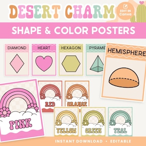 Classroom Shapes and Colors Printable Display, Editable in Canva ...