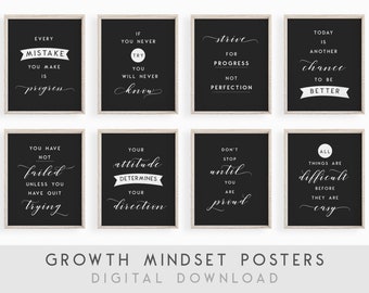 Growth Mindset Classroom Printable Posters Classroom Quotes | Etsy